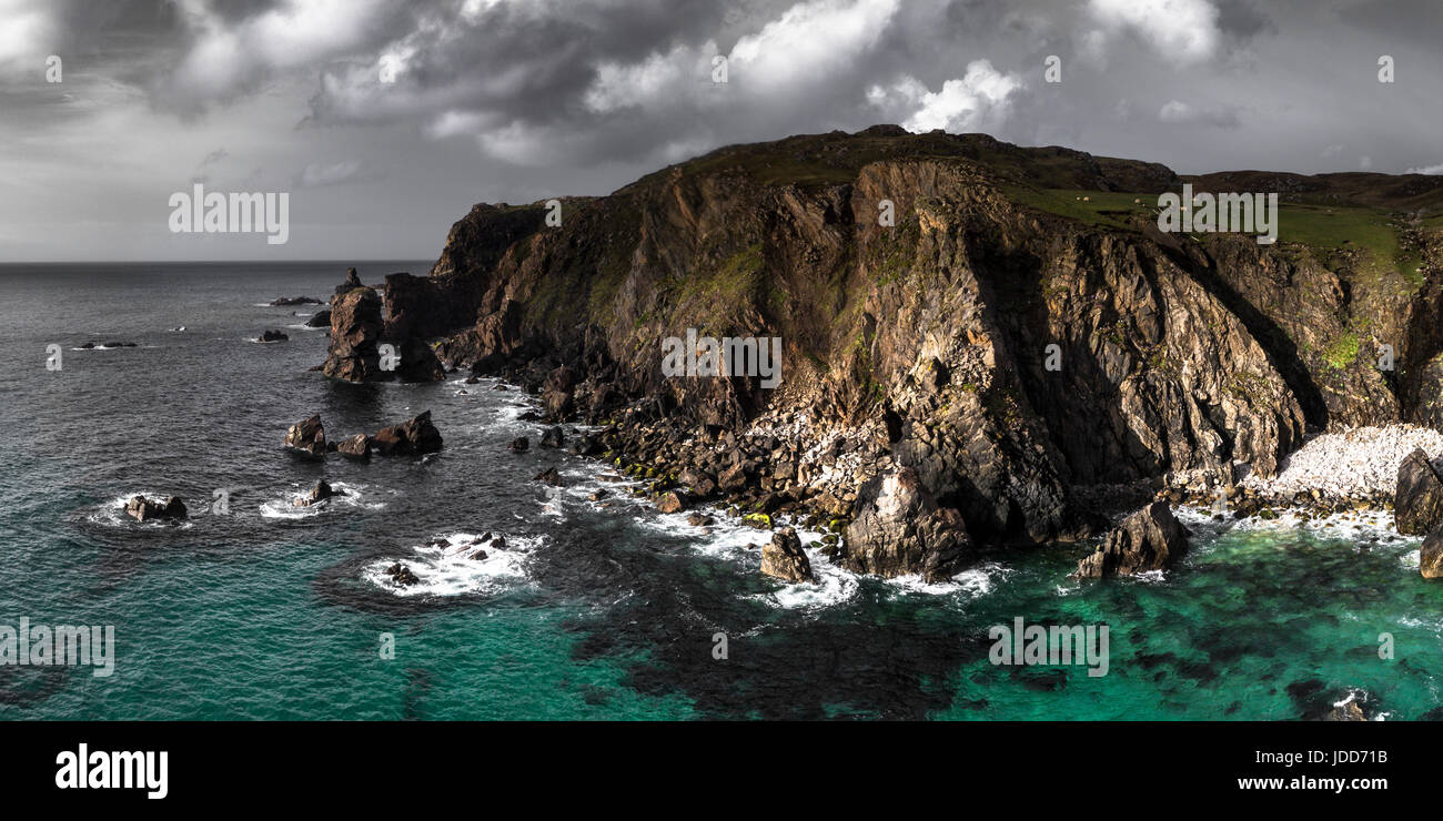 Aerial views of Dalmore Beach, Dail Mor, Carloway Lewis, Outer Hebrides ...
