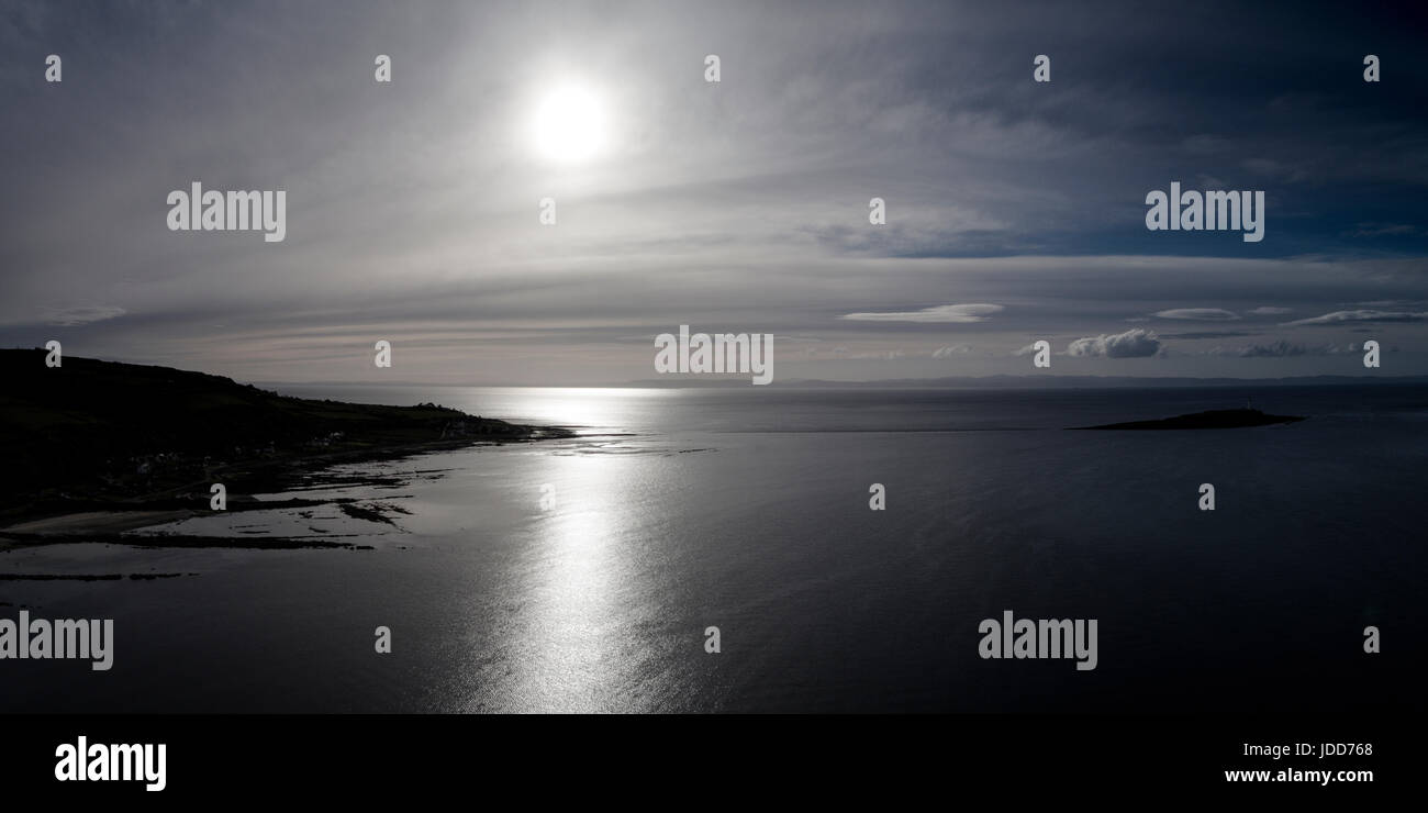Aerial view of sunrise over Arran, Firth of Clyse Stock Photo - Alamy
