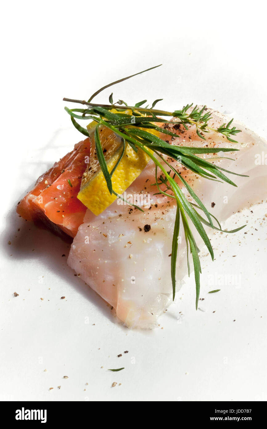 Fillets of cod and salmon before cooking Stock Photo - Alamy