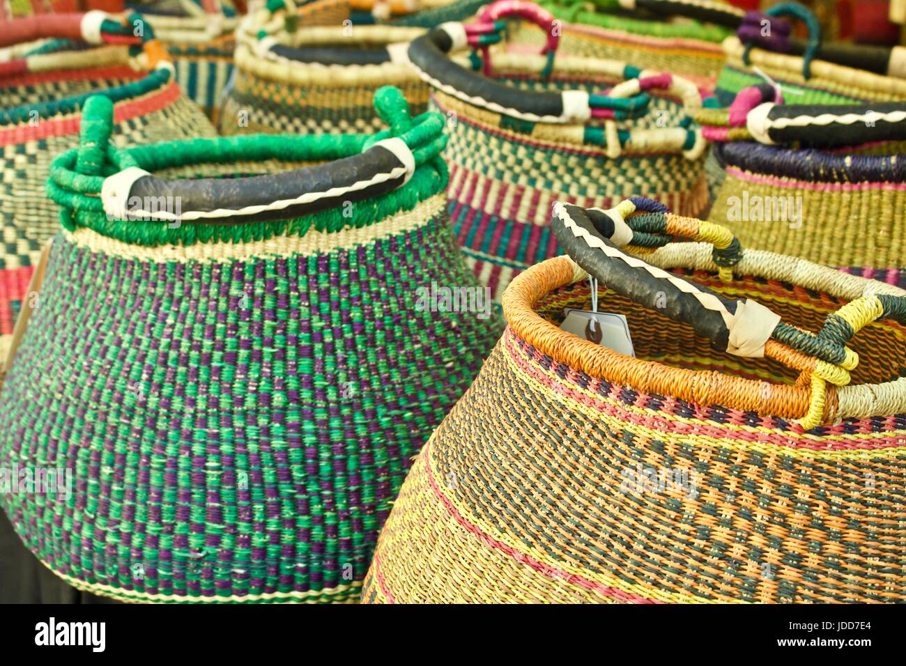 Colorful woven baskets for sale Stock Photo - Alamy