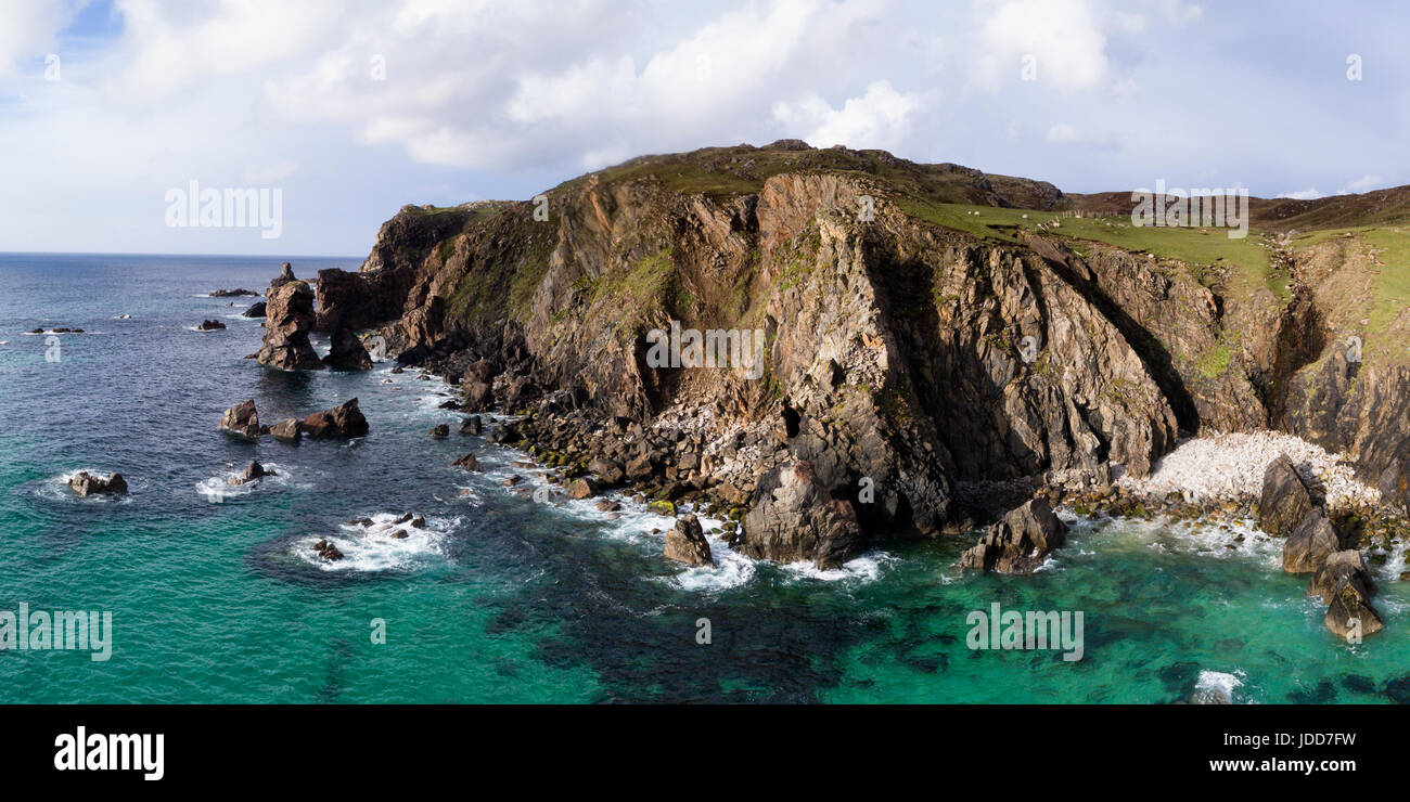 Aerial views of Dalmore Beach, Dail Mor, Carloway Lewis, Outer Hebrides ...