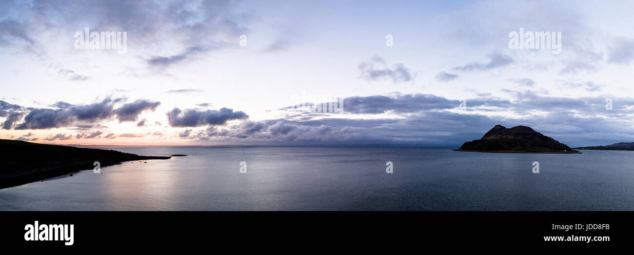 Aerial view of sunrise over Arran, Firth of Clyse Stock Photo - Alamy