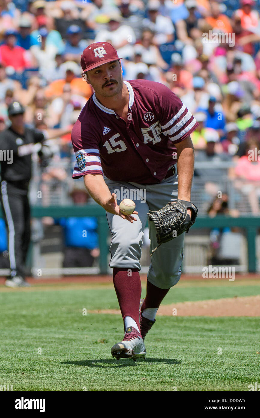 Omaha, NE USA. 18th June, 2017. Texas A&M starting pitcher Brigham Hill ...