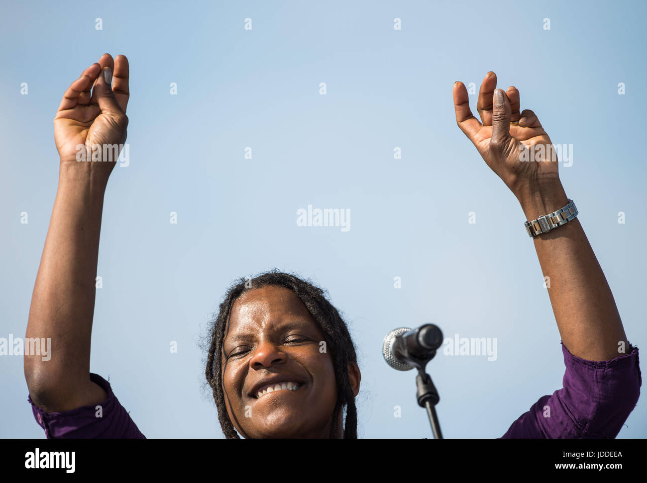 Singer Judy Bailey performs on stage at a festival held in conjunction ...