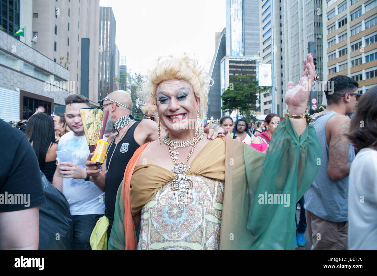 Public during the 21st LGBT Pride Parade on Paulista Avenue in São ...