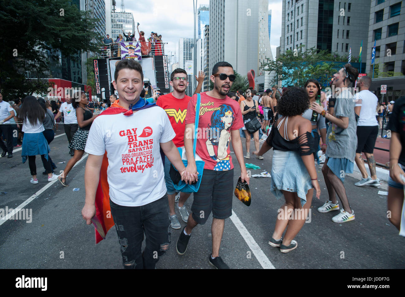Public during the 21st LGBT Pride Parade on Paulista Avenue in São ...