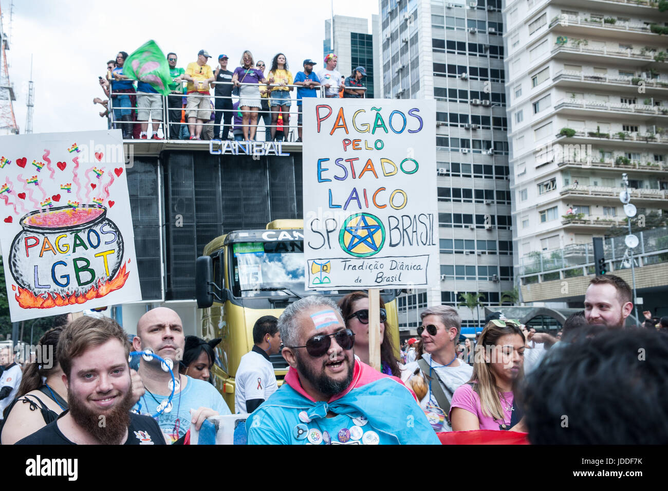Public during the 21st LGBT Pride Parade on Paulista Avenue in São ...
