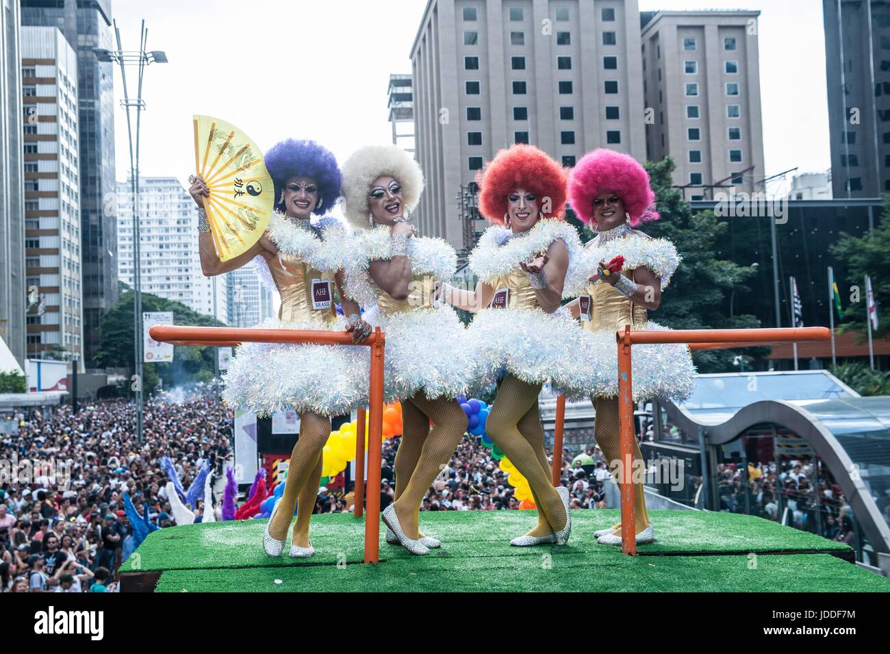 Public during the 21st LGBT Pride Parade on Paulista Avenue in São ...