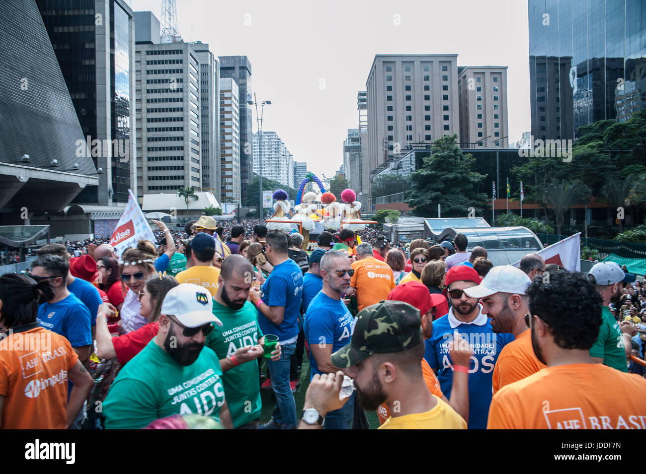 Public during the 21st LGBT Pride Parade on Paulista Avenue in São ...