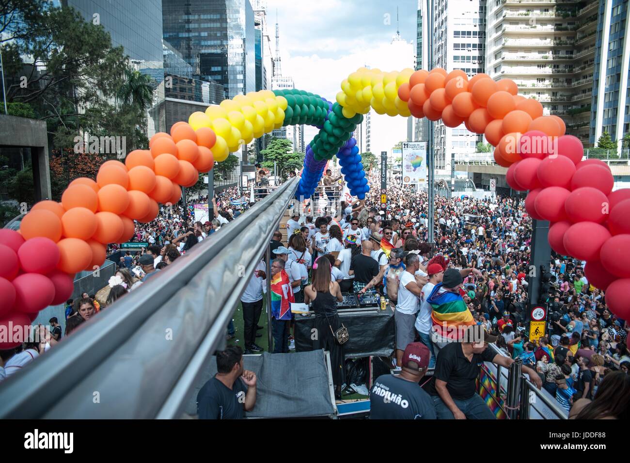 Public during the 21st LGBT Pride Parade on Paulista Avenue in São ...