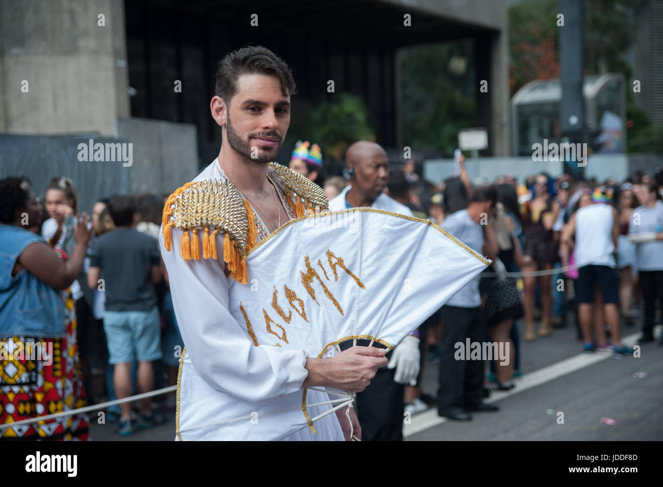 Public during the 21st LGBT Pride Parade on Paulista Avenue in São ...