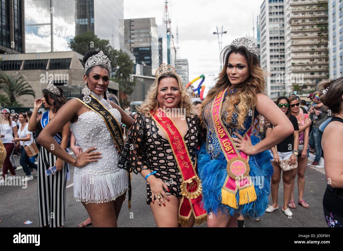 Public during the 21st LGBT Pride Parade on Paulista Avenue in São ...