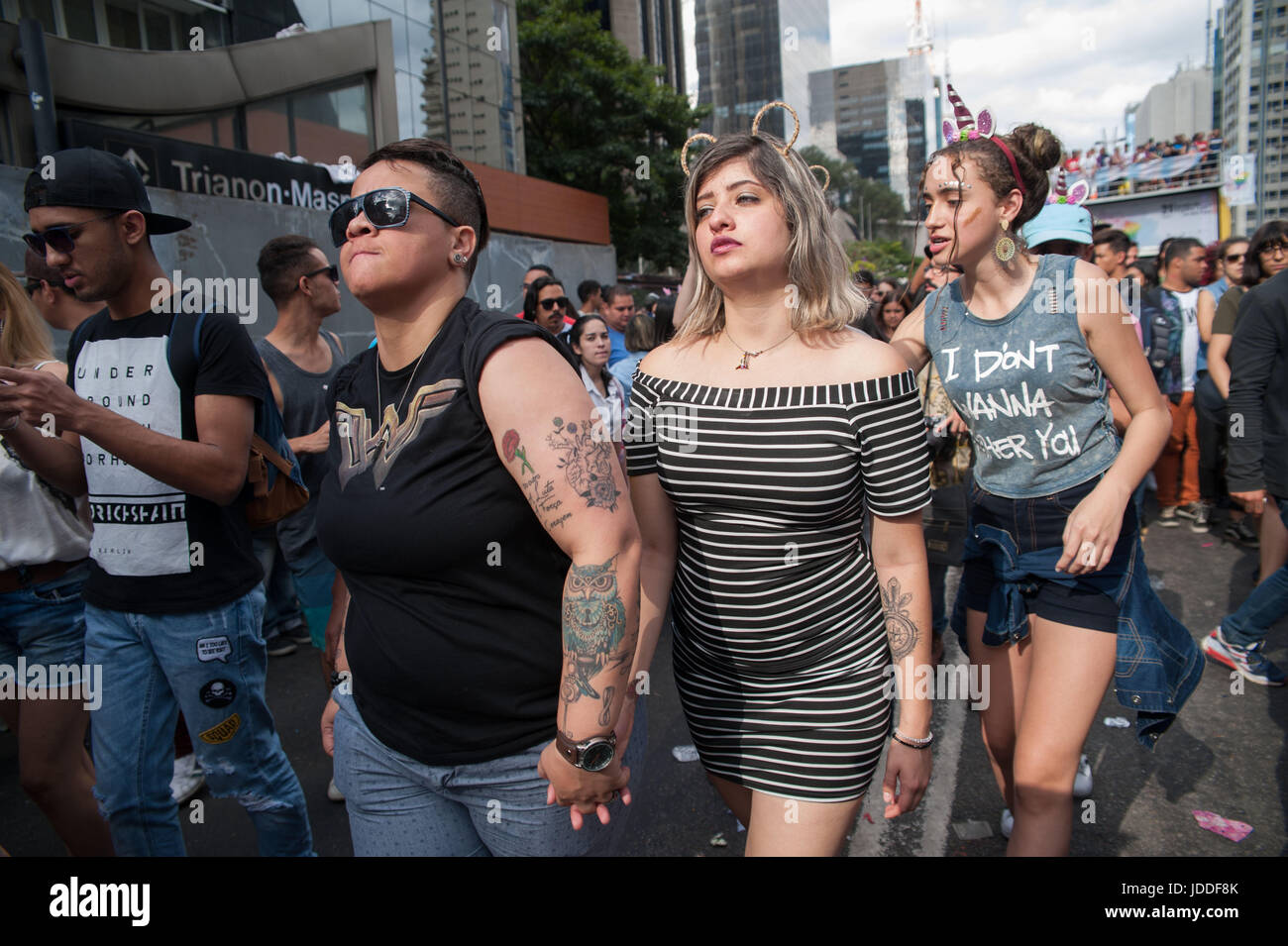 Public during the 21st LGBT Pride Parade on Paulista Avenue in São ...