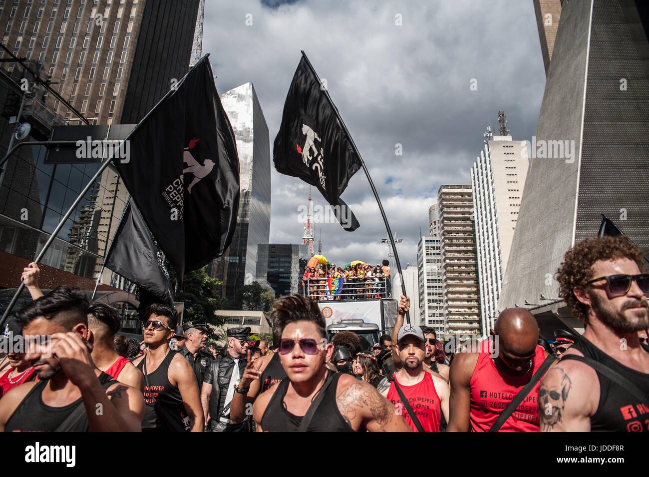 Public during the 21st LGBT Pride Parade on Paulista Avenue in São ...