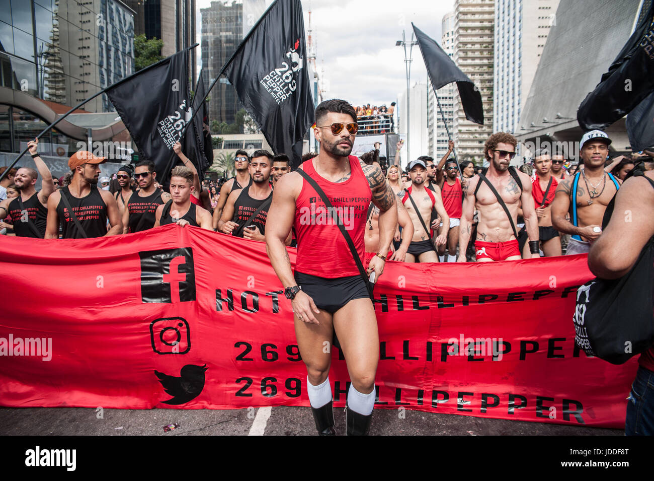 Public during the 21st LGBT Pride Parade on Paulista Avenue in São ...