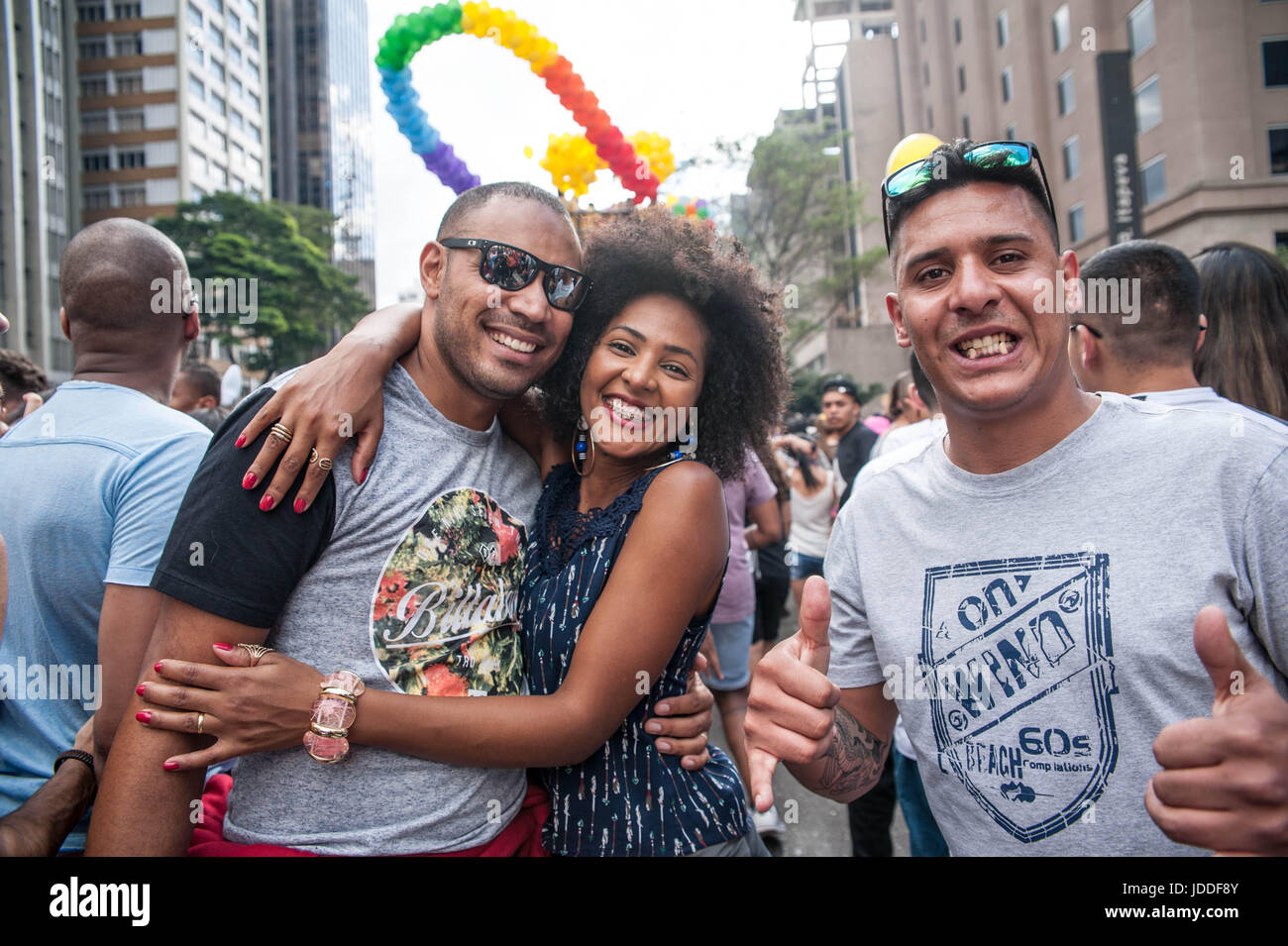 Public during the 21st LGBT Pride Parade on Paulista Avenue in São ...
