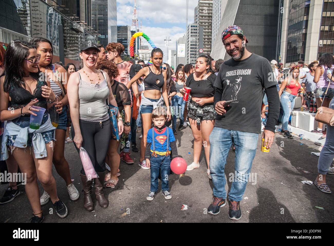 Public during the 21st LGBT Pride Parade on Paulista Avenue in São ...