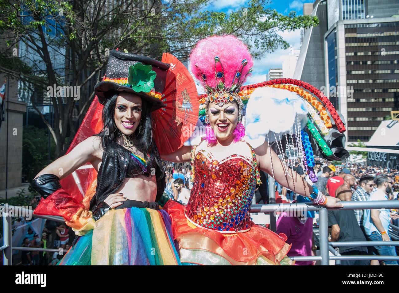 Public during the 21st LGBT Pride Parade on Paulista Avenue in São ...
