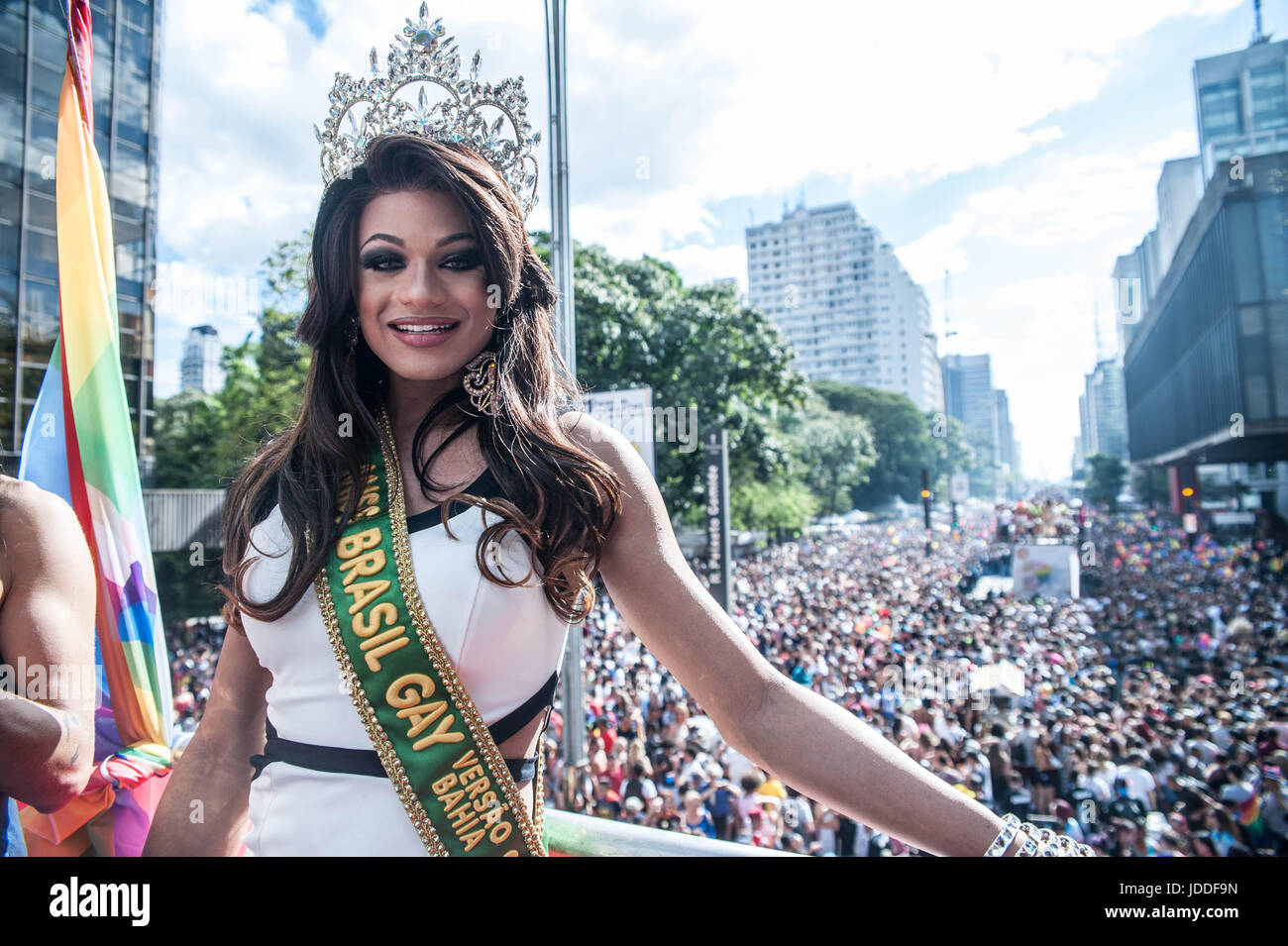 Public during the 21st LGBT Pride Parade on Paulista Avenue in São ...