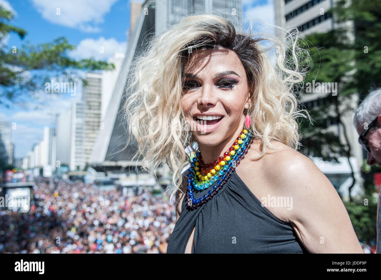 Public during the 21st LGBT Pride Parade on Paulista Avenue in São ...