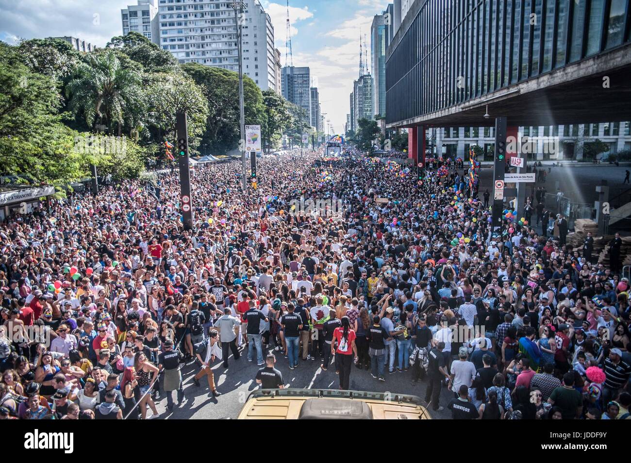 Public during the 21st LGBT Pride Parade on Paulista Avenue in São ...