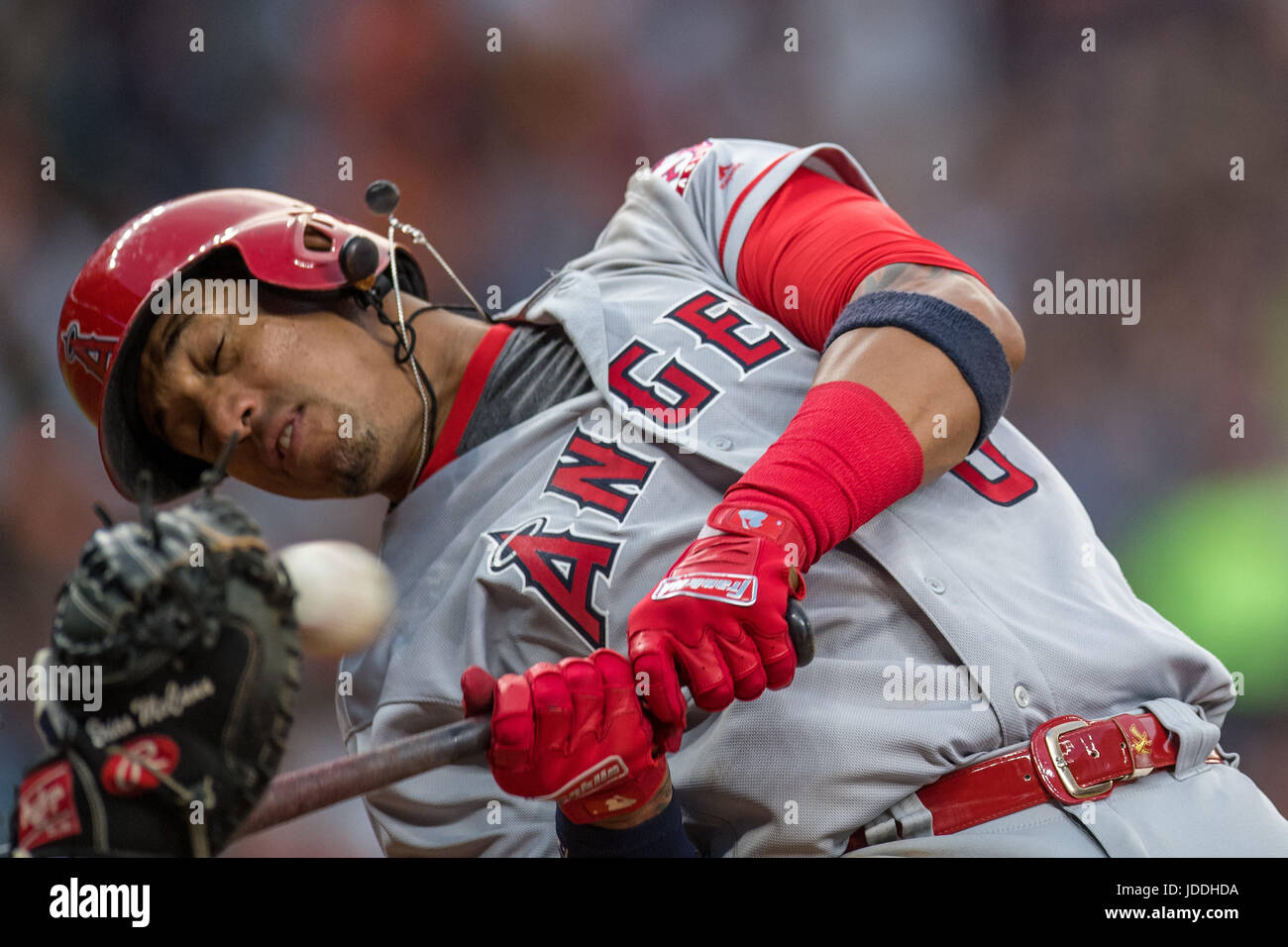 Houston, TX, USA. 9th June, 2017. Los Angeles Angels third baseman ...