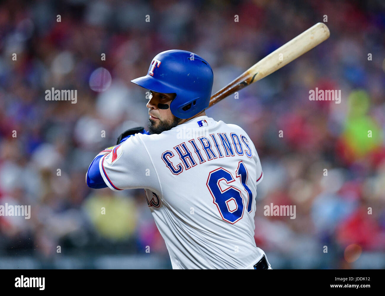 June 16th, 2017:.Texas Rangers catcher Robinson Chirinos (61) at bat ...