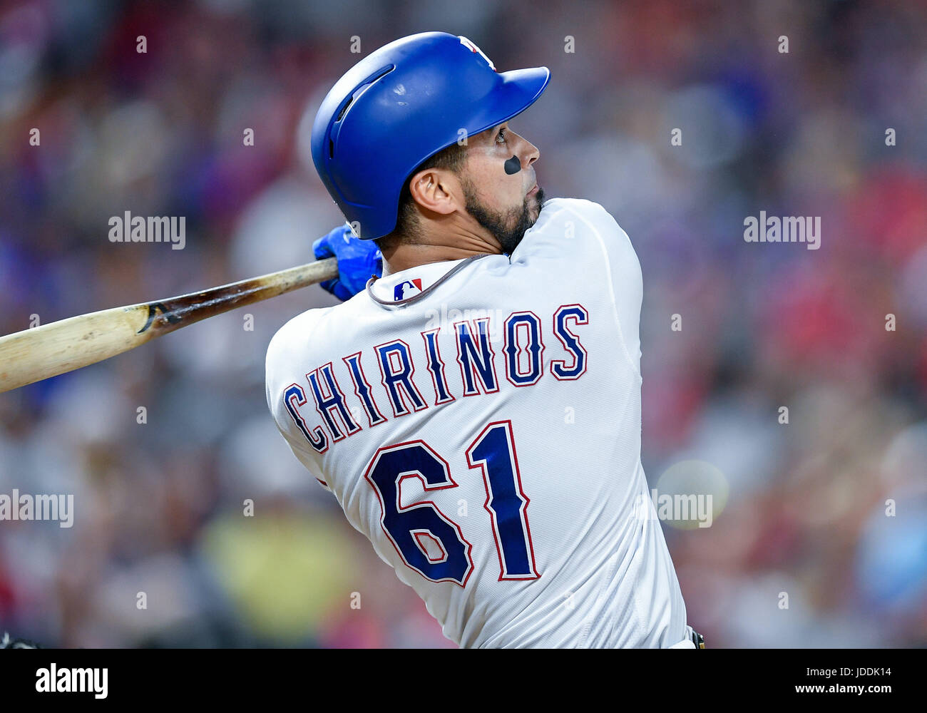 June 16th, 2017:.Texas Rangers catcher Robinson Chirinos (61) at bat ...