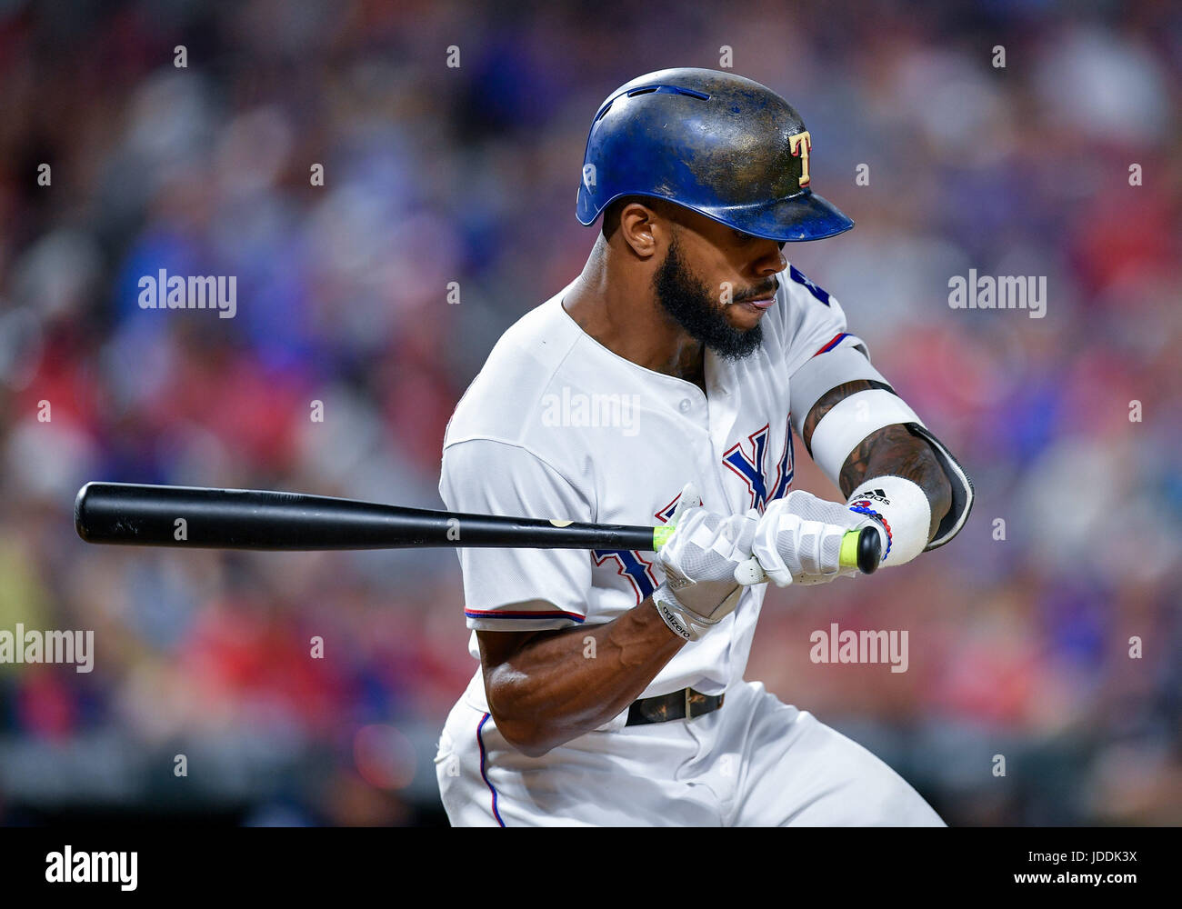 June 16th, 2017:.Texas Rangers left fielder Delino DeShields (3) at bat ...