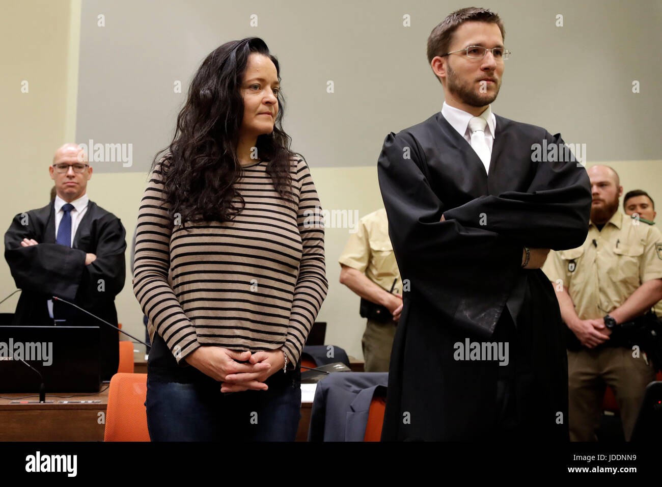 Munich, Germany. 20th June, 2017. Defendant Beate Zschaepe stands next ...