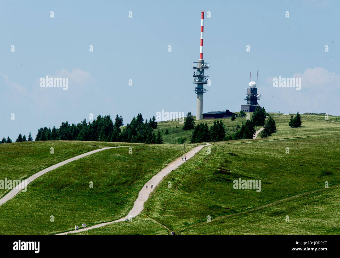 Tourists hike on Feldberg mountain in the Black Forest, Germany, 20 ...
