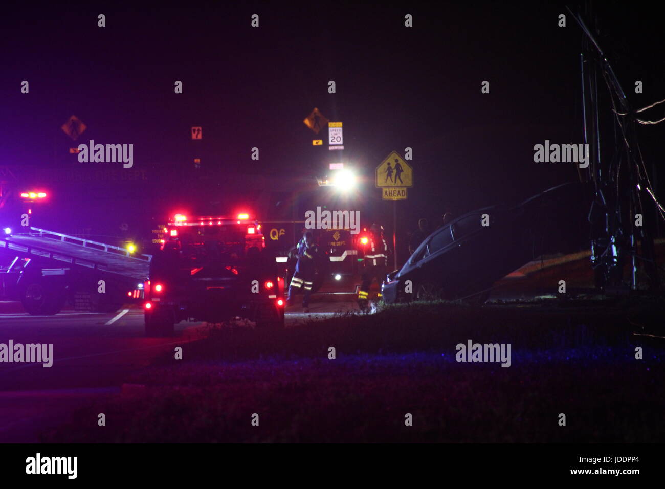 Colombia, Minnesota, USA. 20th June, 2017. Sleeping driver rams into ...