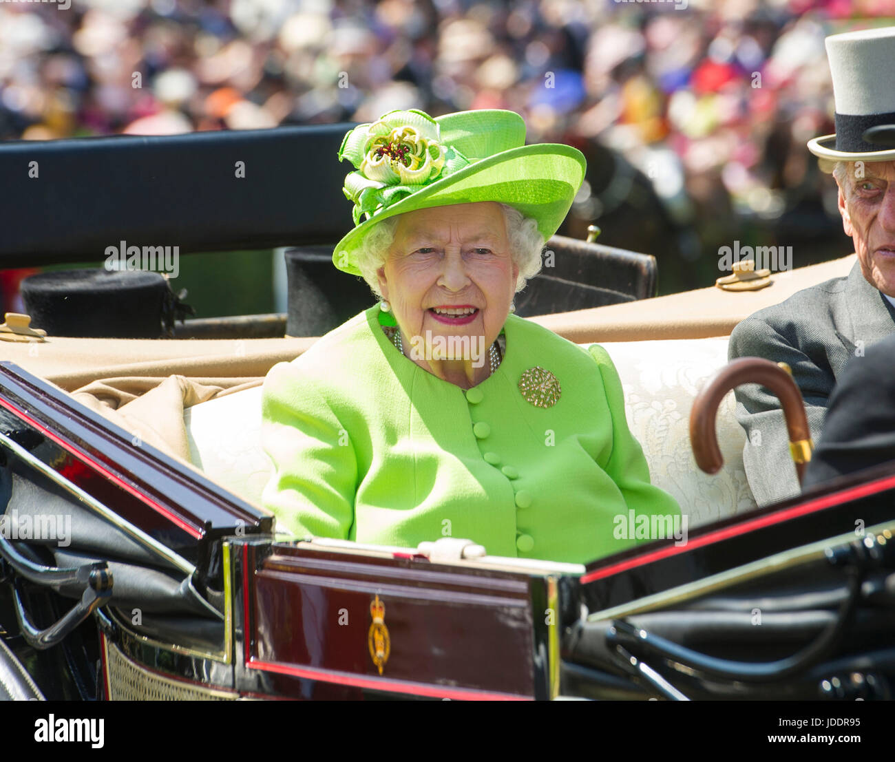 The queen and duke of edinburgh arrive at royal ascot hi-res stock ...