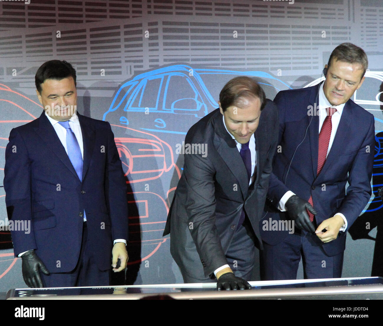 Andrey Vorobyov (left to right), governor of the Moscow district, Denis ...