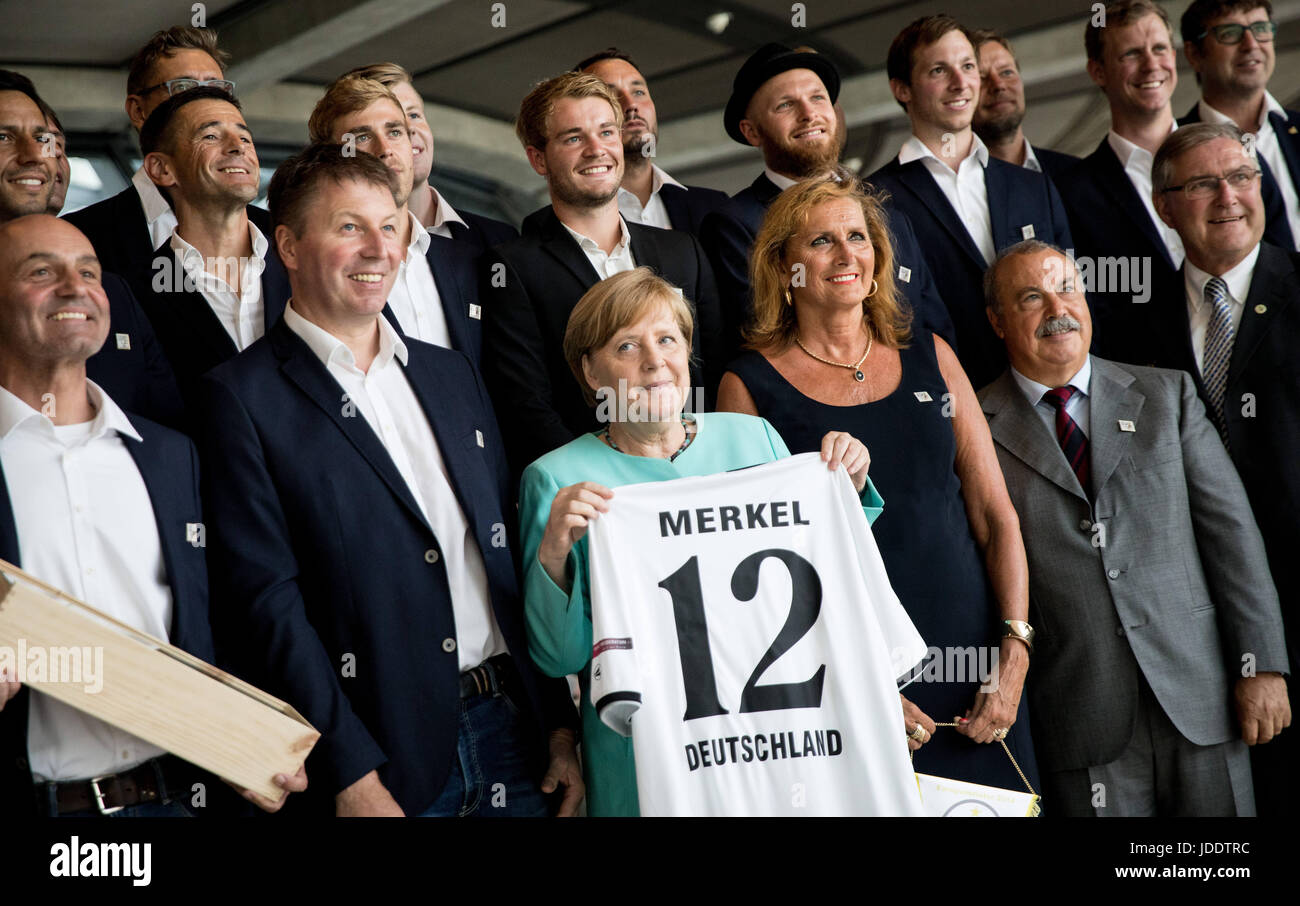 Berlin, Germany. 20th June, 2017. German Chancellor Angela Merkel poses ...