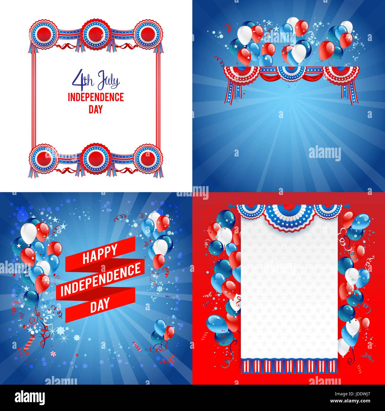 July fourth frames with place for text. Independence day card. Holiday ...