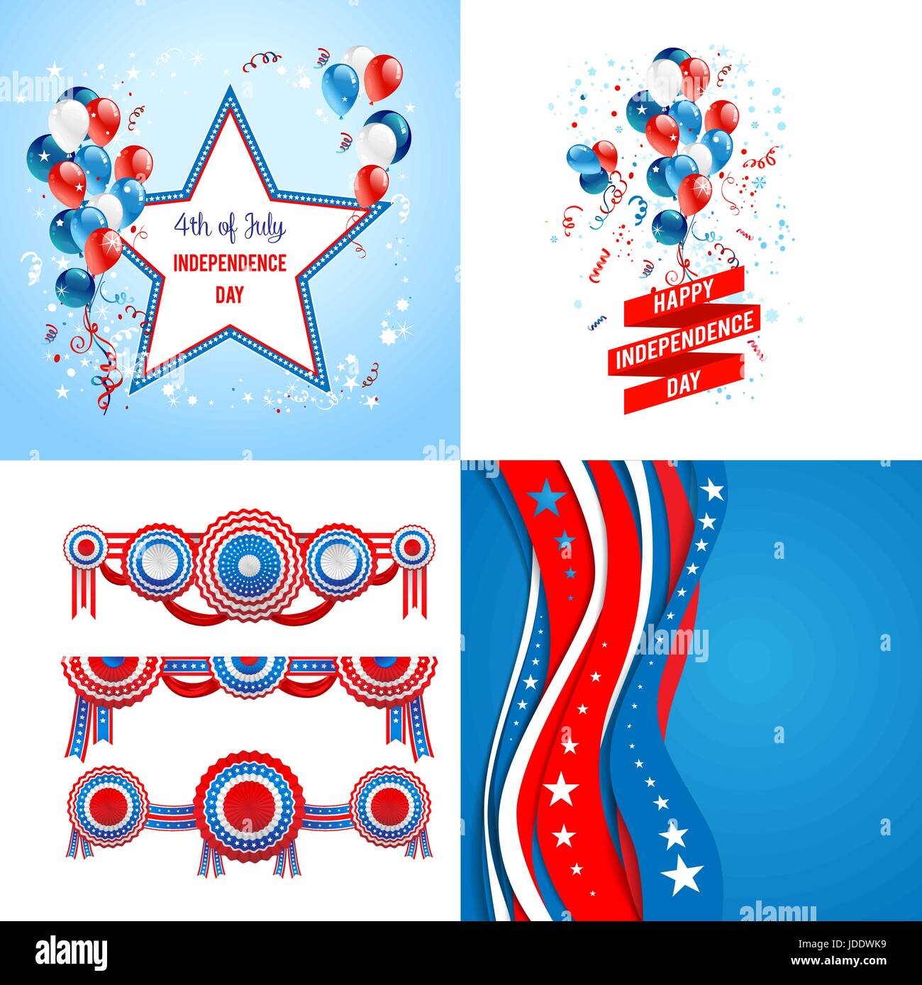 July fourth set. Independence day card. Holiday template for design ...