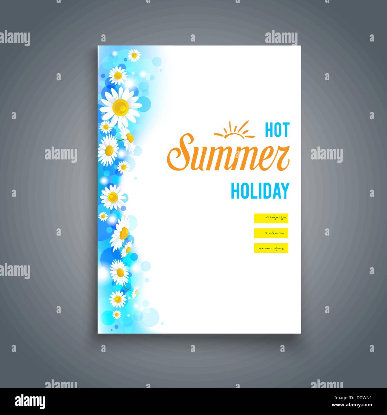 Beautiful summer blank with flowers. Nature template for design banner ...