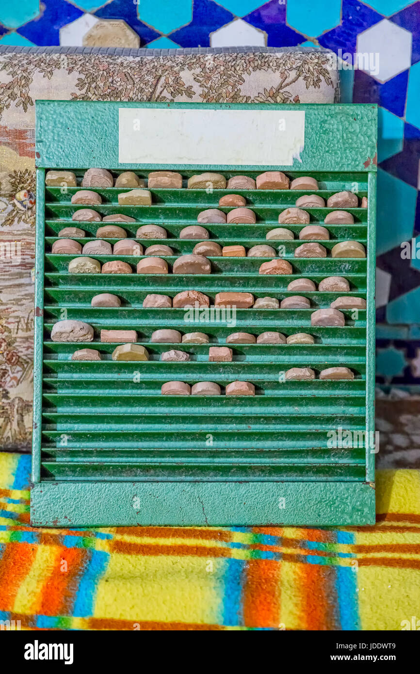 Praying Shia stone in the Yame mosque for use during salat, in old city ...