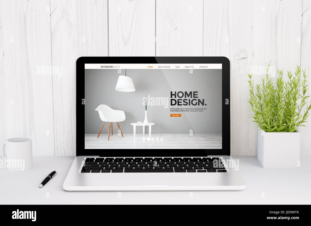 3d rendering of a laptop with interior responsive website design screen ...