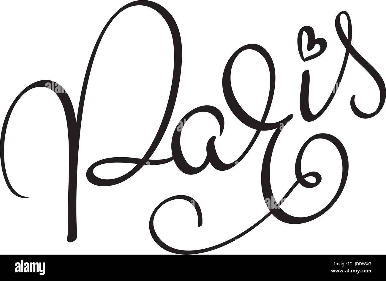 Paris Calligraphy lettering word on white background. Hand drawn Vector ...