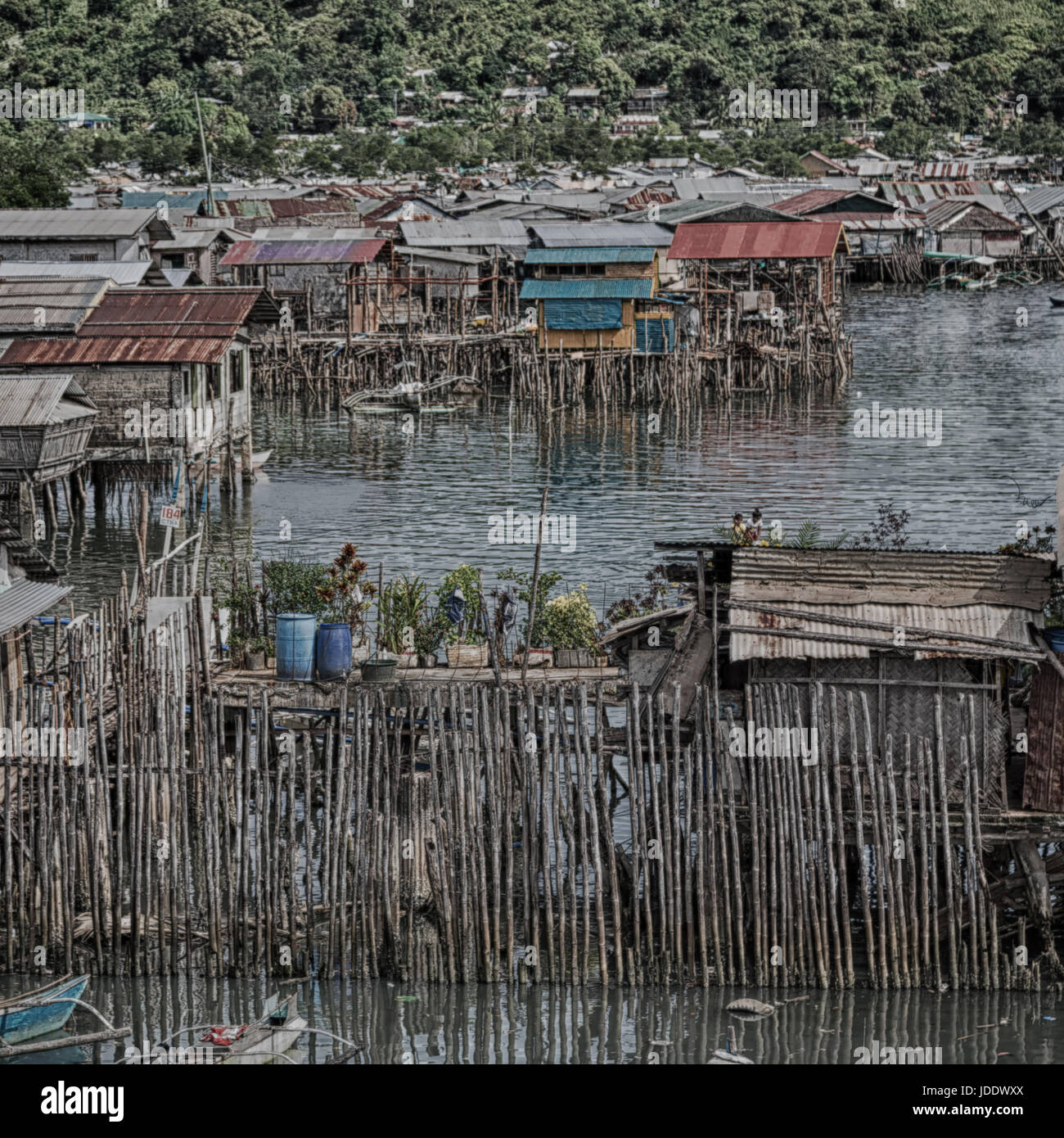 blur philippines house in the slum for poor people concept of poverty ...