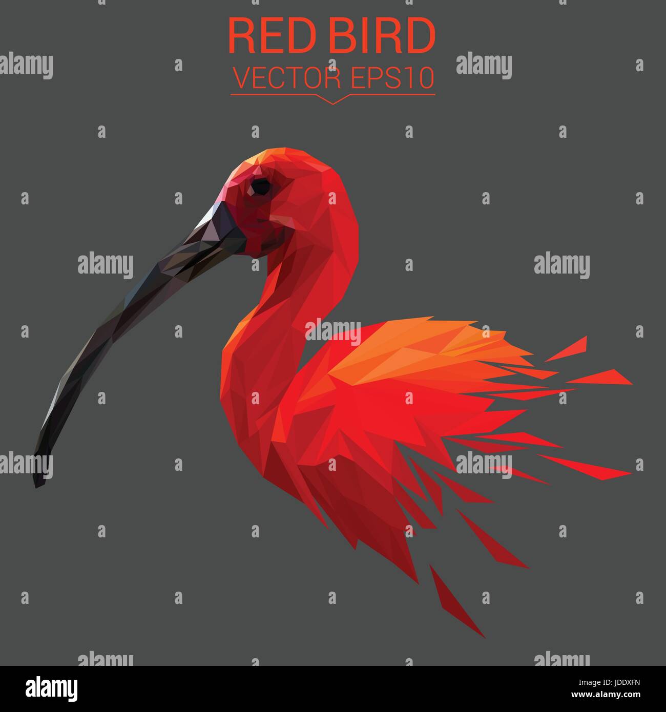 Red bird low poly design. Triangle vector illustration Stock Vector ...