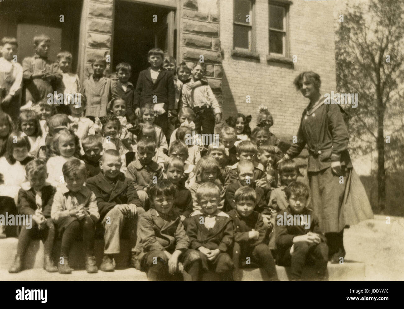 Antique c1905 photograph, school children and teacher. Location is ...
