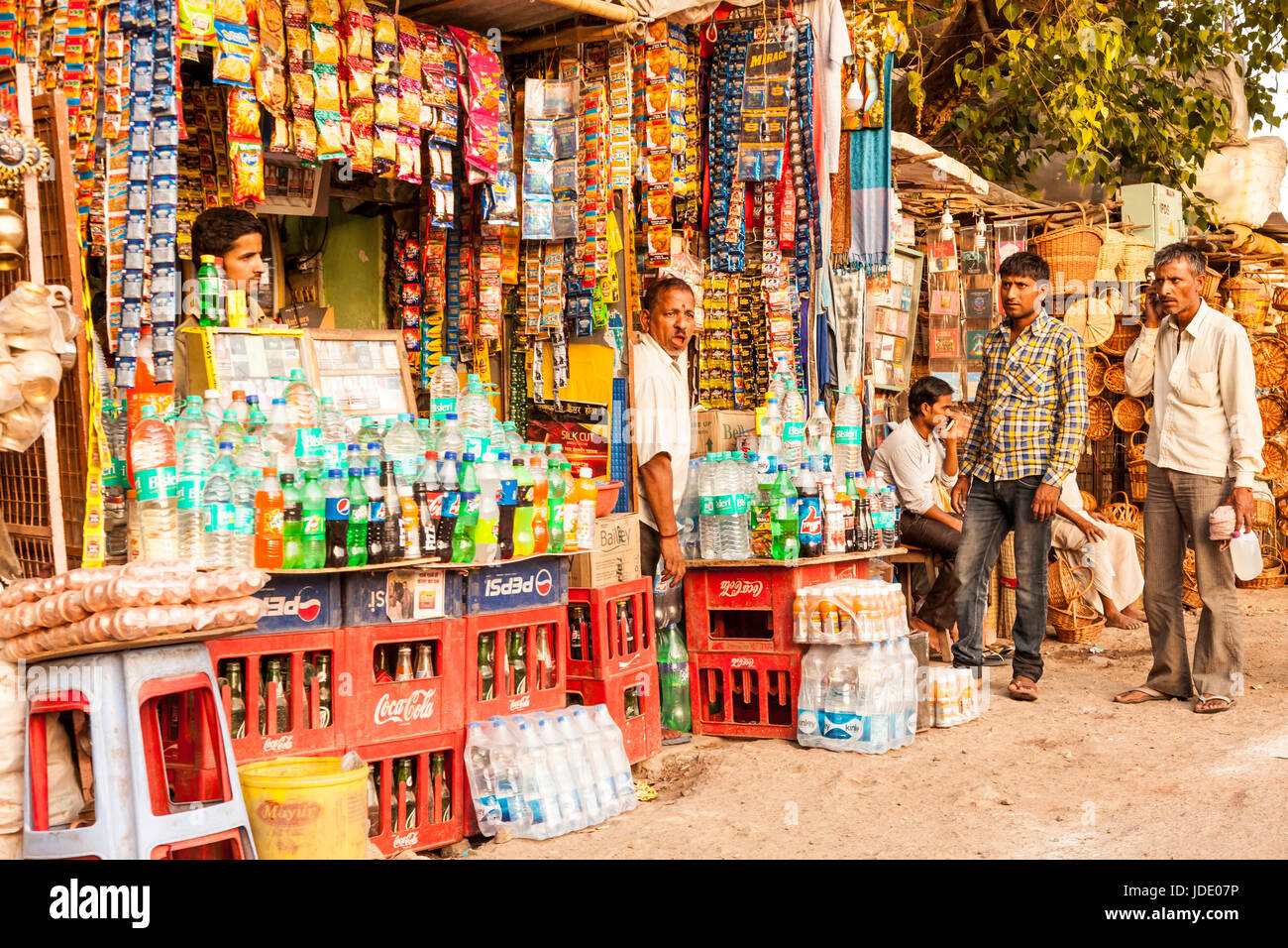 India,Asia,General Street Scene in India showing shops, traders,sellers ...