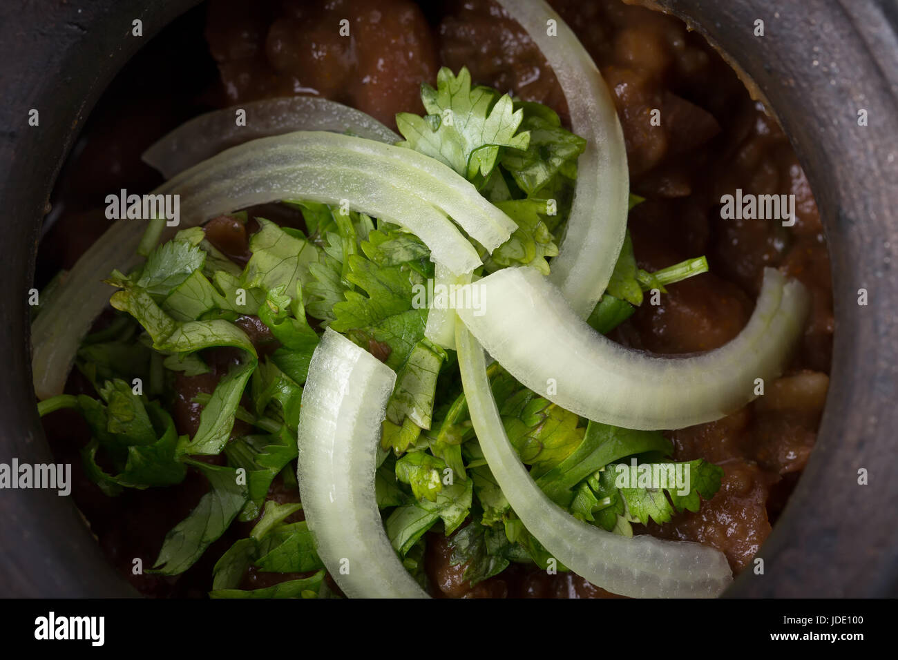 Stewed red beans with grated walnuts and fresh onions. Georgian ...