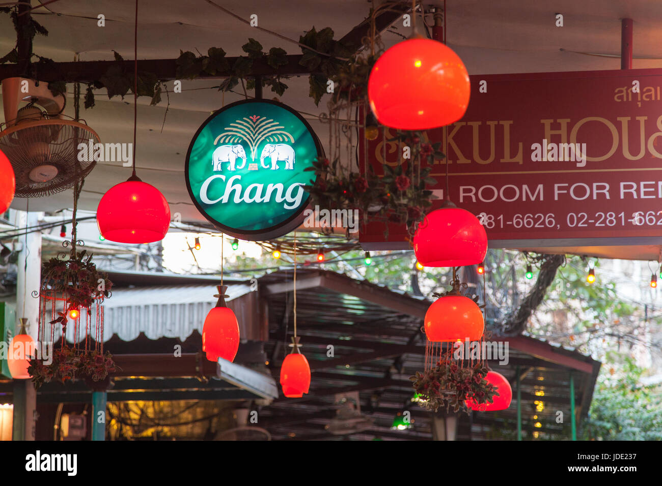 Thai lamps and a neon sign Stock Photo - Alamy