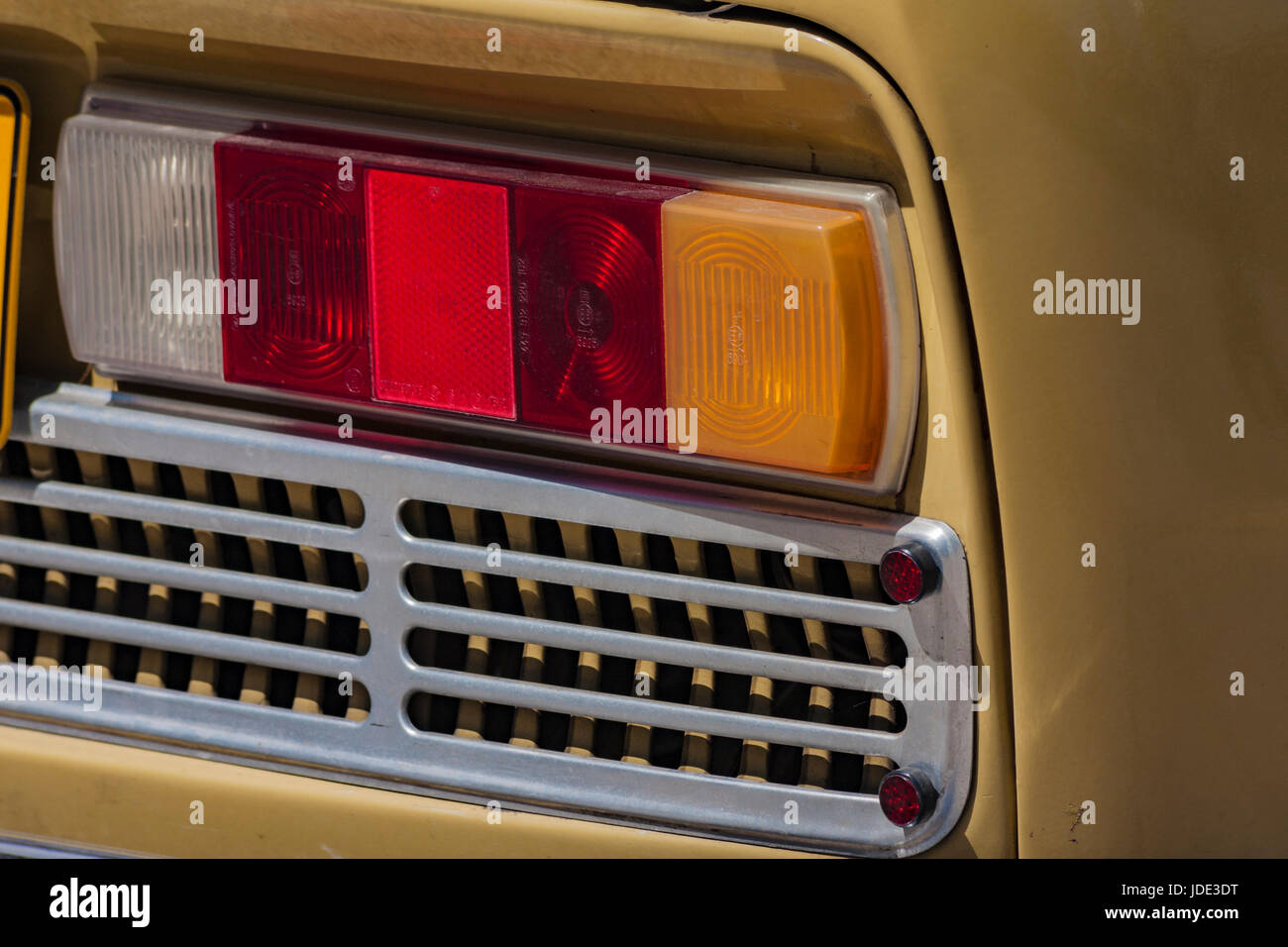 Old car detail: traditional classic lamp with glass Stock Photo - Alamy