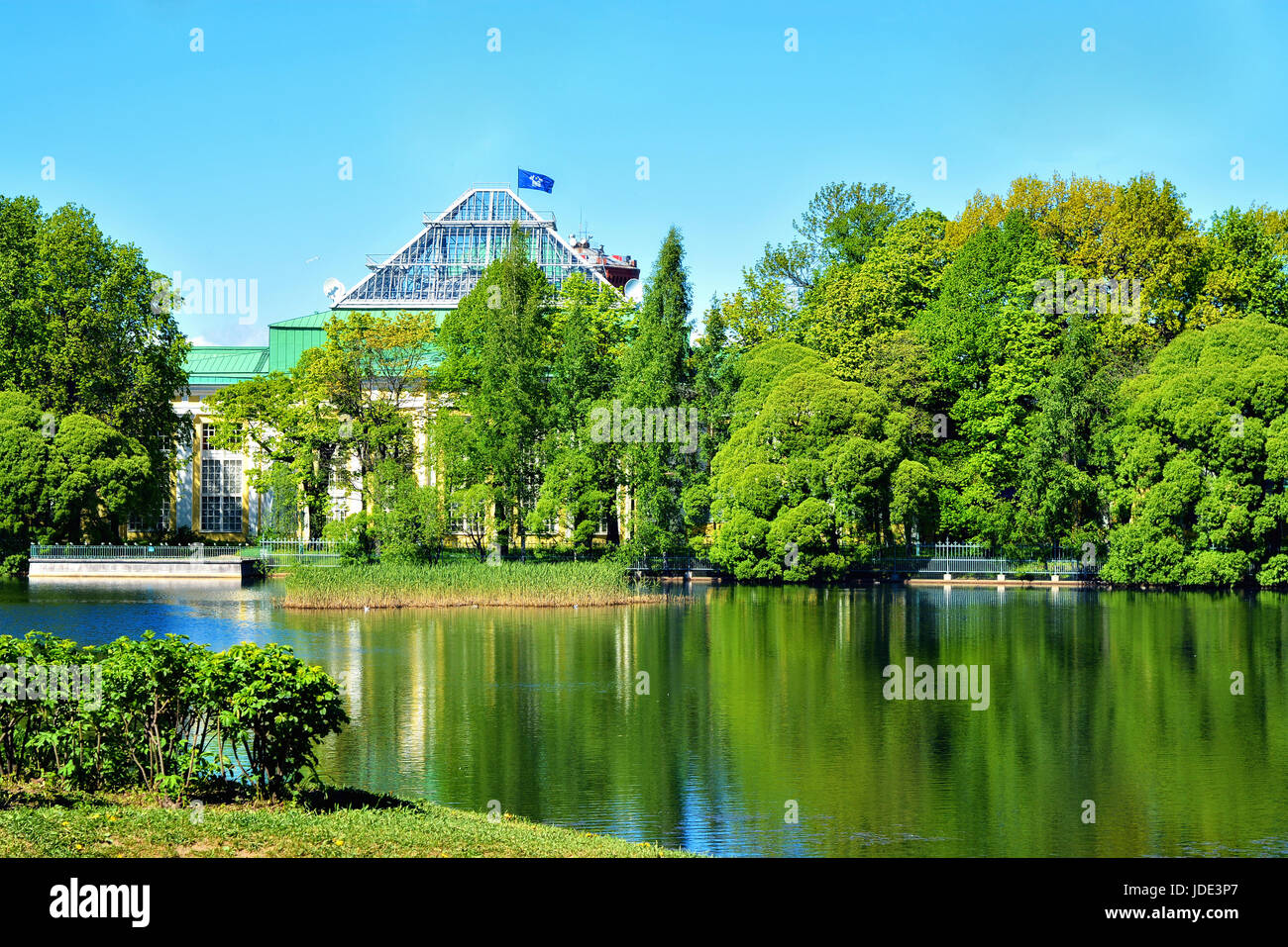 The pond in the Tauride garden, with views of the Tauride Palace and ...