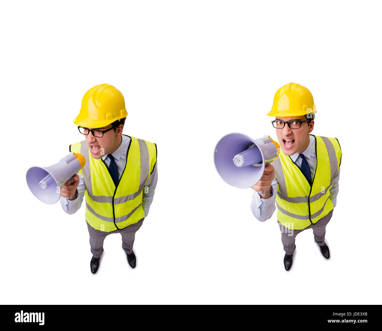 Angry construction foreman talking on hi-res stock photography and ...